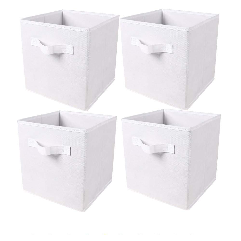 BonChoice Pack of 4 Foldable Storage Cubes Boxes with Handle for Home ...