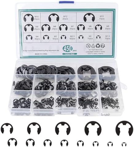 MOLENCO 450 Pcs E-Clips, Circlips Kit, Internal External Retaining ...