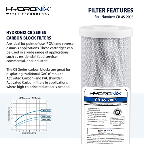 Snapklik.com : Hydronix CB-45-2005 Whole House, Commercial & Industrial NSF Coconut Carbon Block ...