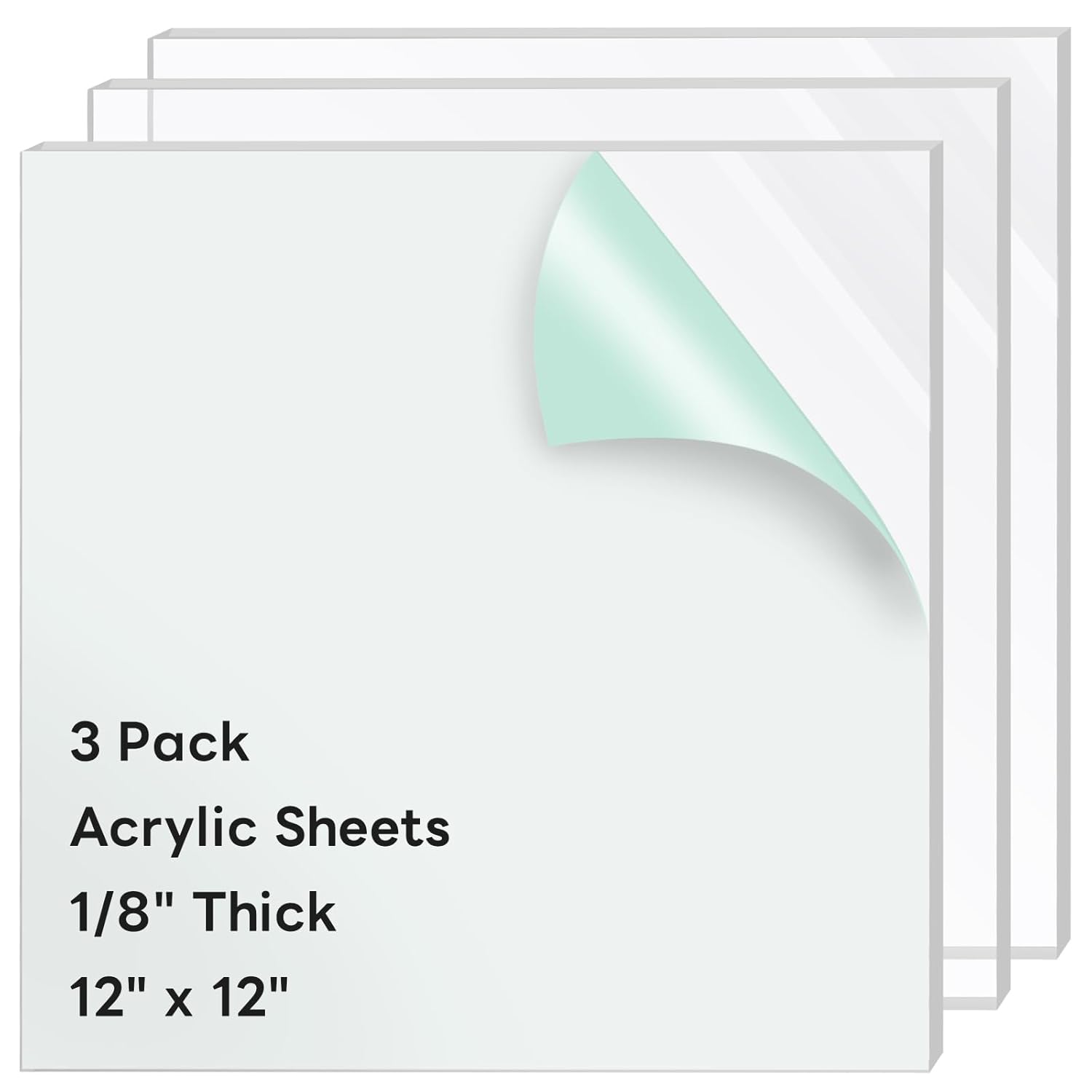 Amazon.com: (3 Pack) 1/8" Thick Clear Acrylic Sheets - CreGear 12" x 12 ...