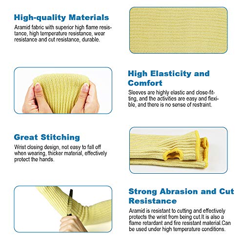 Kevlar-Arm-Sleeves,MOKEYDOU Cut & Heat Proof Sleeve with Thumb Holes,18 ...