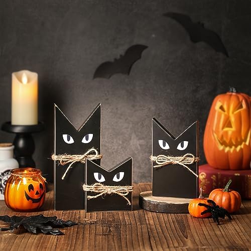 Amazon.com: Redbaker 3 Pieces Halloween Black Cat Table Decor Black Cat ...