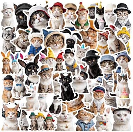 Amazon.com: Funny Dress-up Cat Meme Stickers 50Pcs Waterproof Cute Cat ...