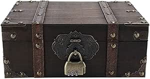 Amazon.com: Retro Wood And Leather Treasure Chests Box Decorative ...