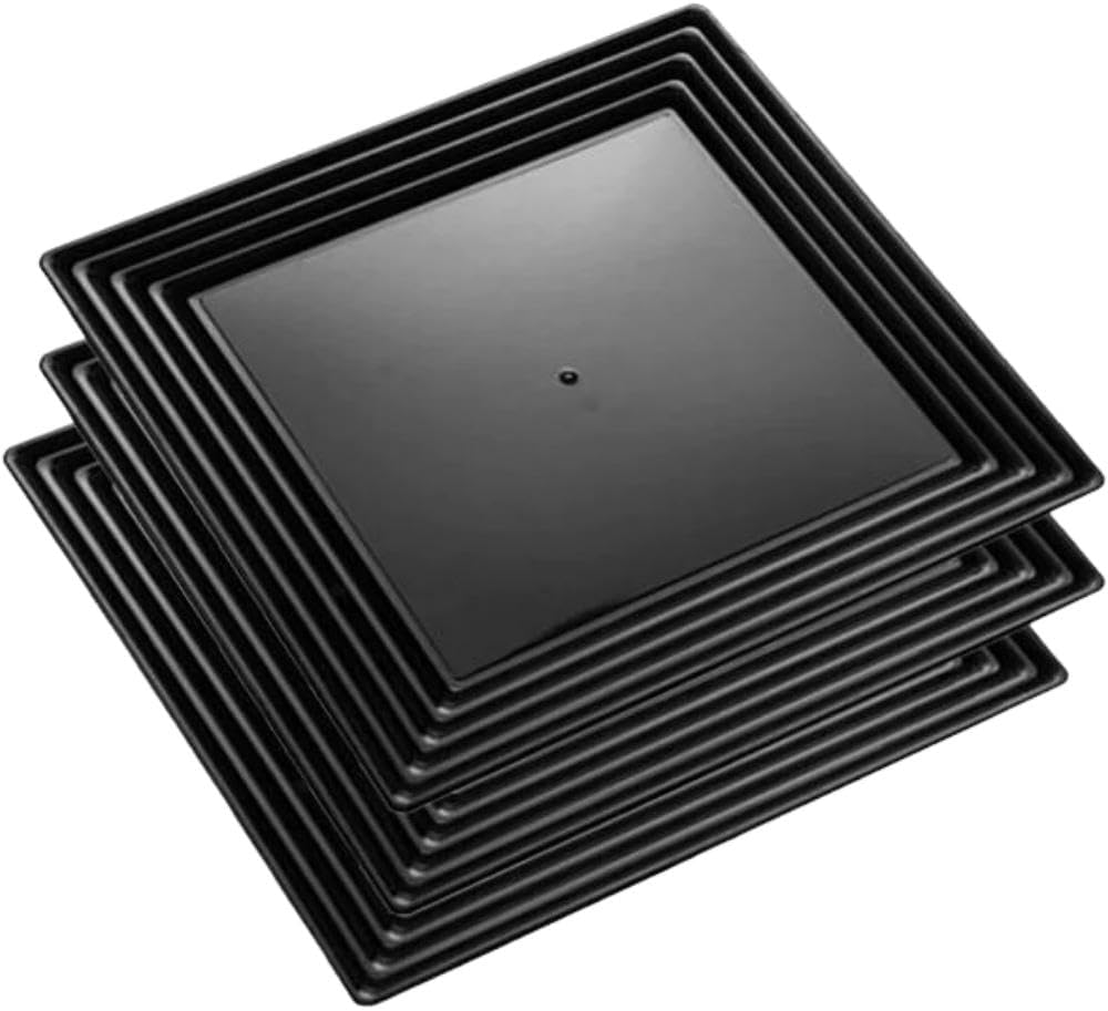 Amazon.com: Black Plastic Square with Groove Rim Disposable Serving ...