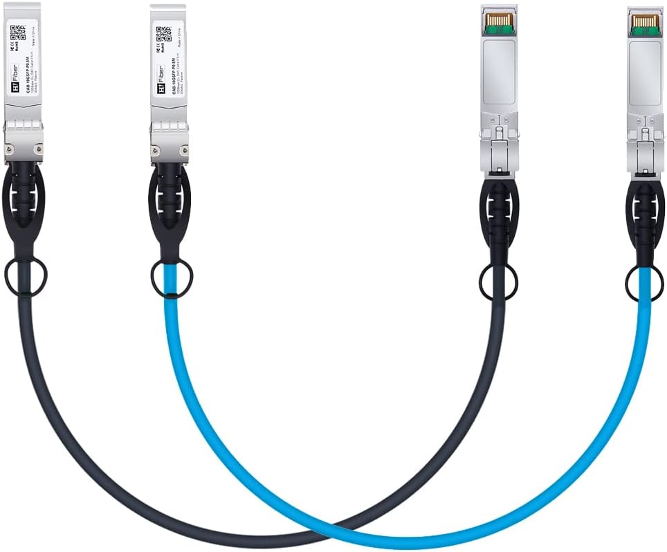 Amazon.com: SFP Cable, 10G SFP+ DAC, 0.5M, Black and Blue, 10GBASE-CU ...