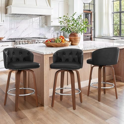 Amazon.com: Cozyman Swivel Bar Stools Set of 3, 26" Counter Height PU ...