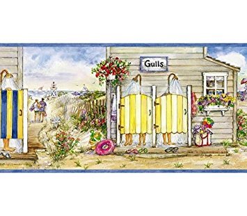 Showering Outside at the Beach Wall Border - Wallpaper Borders - Amazon.com