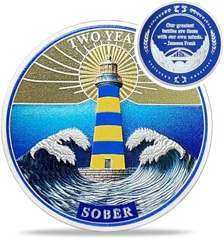 Amazon.com : Original Two Year Sobriety Coin - Lighthouse Storm AA ...