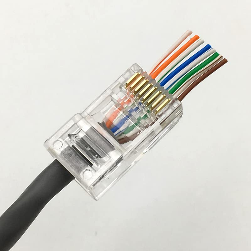 RJ45 CAT6 Pass Through Connectors 100 Pack – Easy and Fast Termination ...