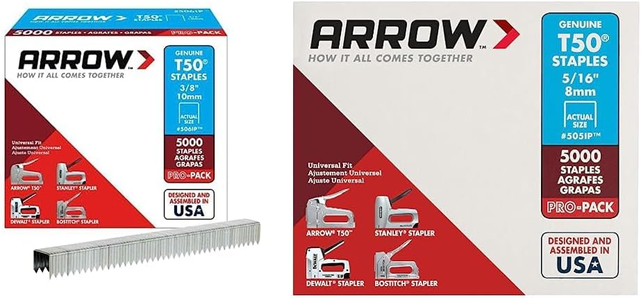 Amazon.com: Arrow Fastener T50 Staples for Construction and Upholstery ...