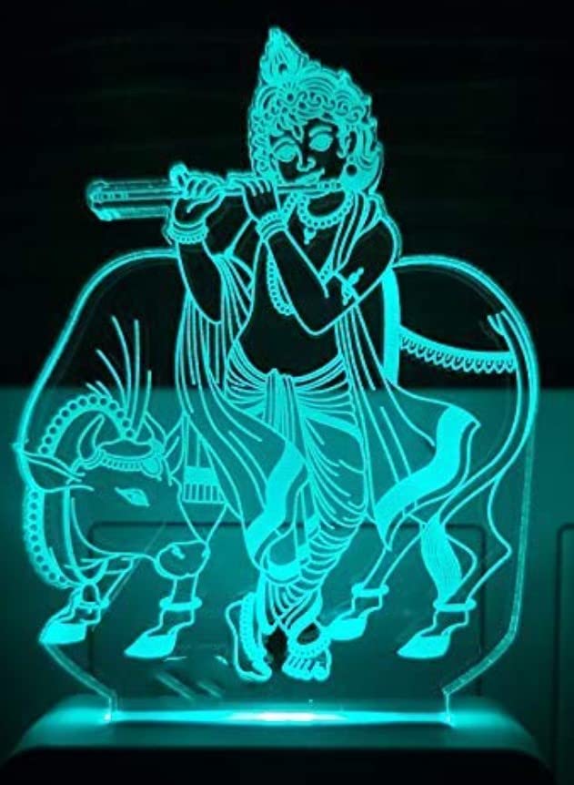 Axutum Standing Krishna JI Shade Wall Light with 7 Color Led(Pack of 1 ...