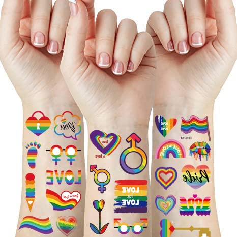 Amazon.com : 10Pcs Pride Day Tattoo Sticker, Gay Pride Temporary Tattoo ...