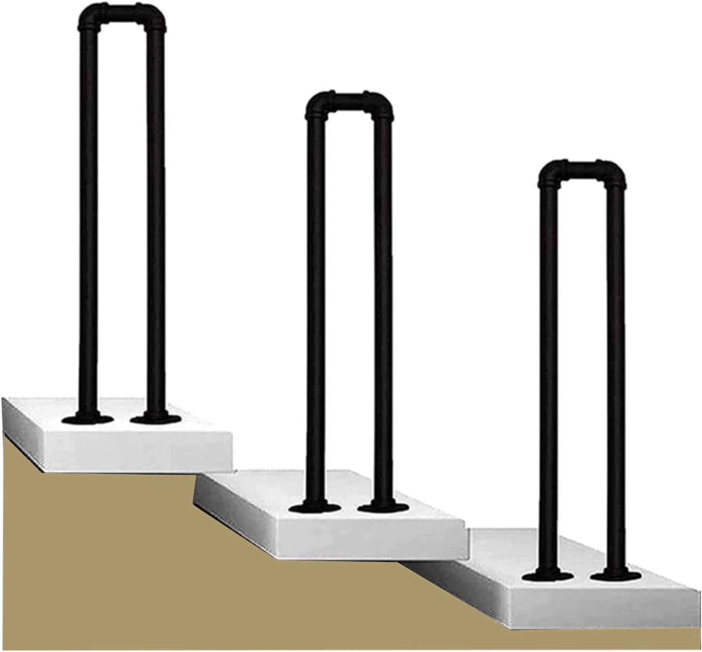 Stair Handrail, Black Wrought Iron U-Shaped Hand Rails, for Indoor and ...