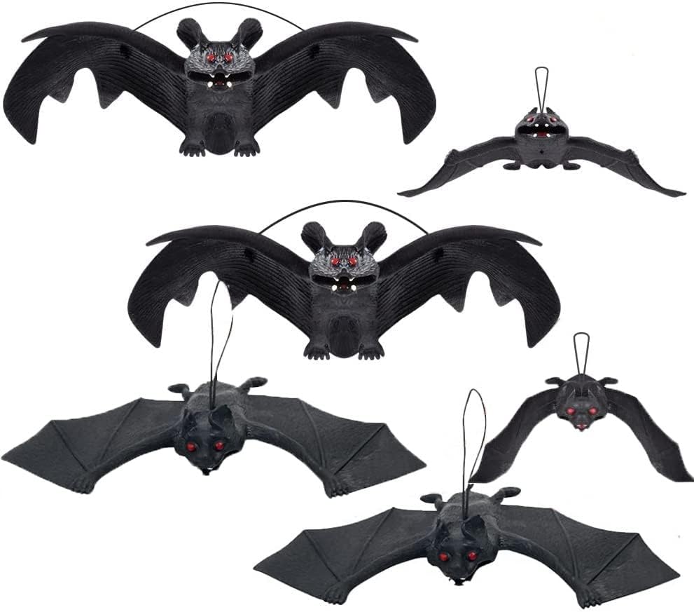 AKH® Halloween Rubber Bats | Pack of 12 | Realistic Black Hanging ...
