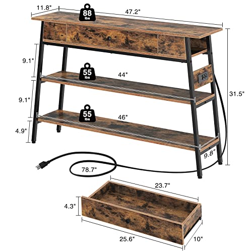 Rolanstar Table d'entrée avec prises et ports USB, table console de 119 ...