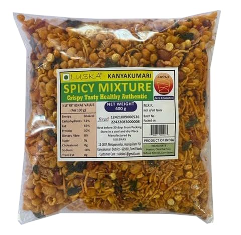 LUSKA Kanyakumari Hot Spicy Mixture Namkeen Snack | 400 grams ...