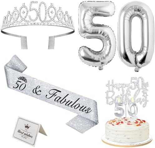 Amazon.com: 50th Birthday Decorations for Women Gold with 50th Birthday ...