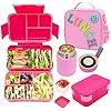 Amazon.com: Pink Lunch Box for Girls with 10oz Thermo, with 6 ...