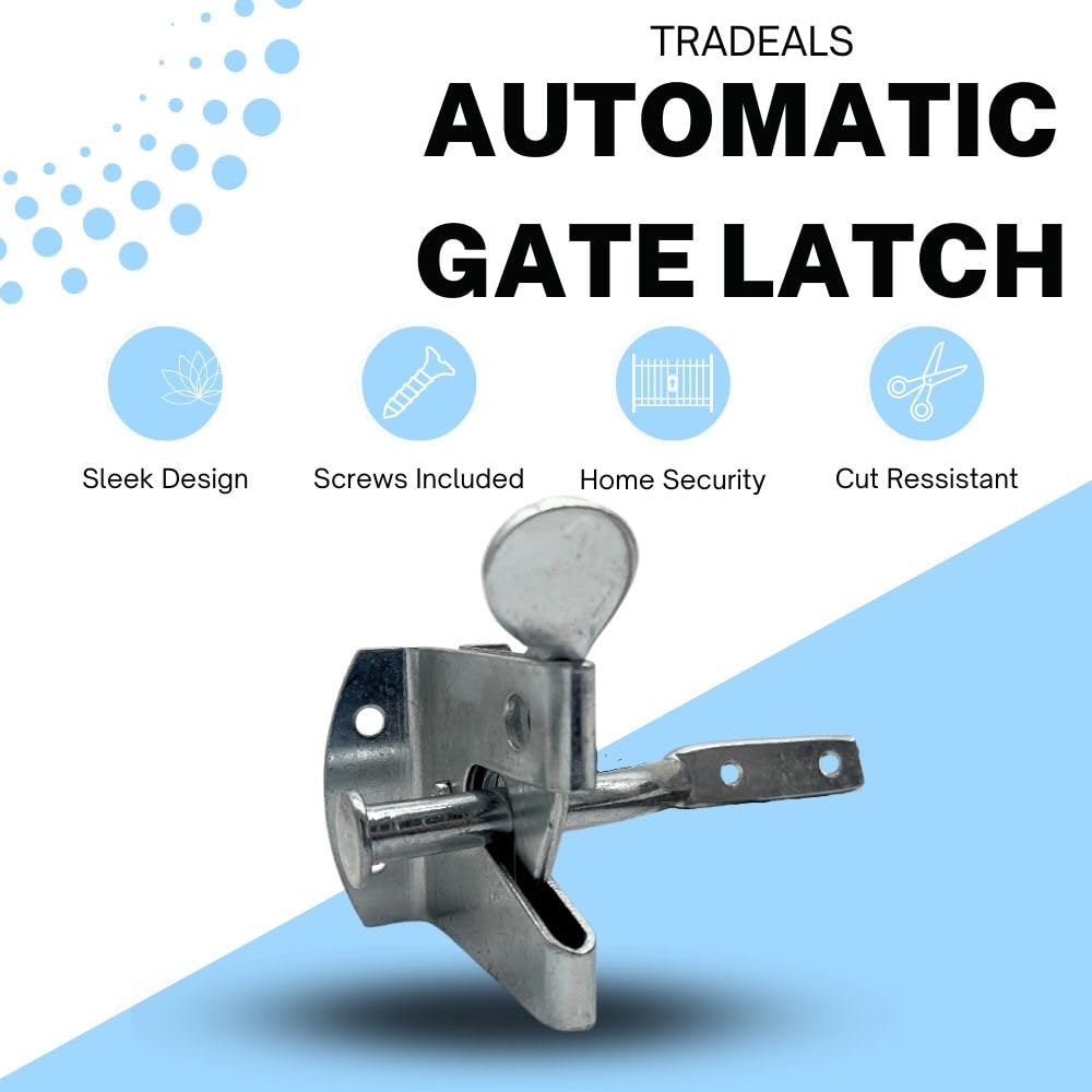 Tradeals 2 Pack Auto Gate Latch Heavy Duty Screws Automatic Garden Door ...