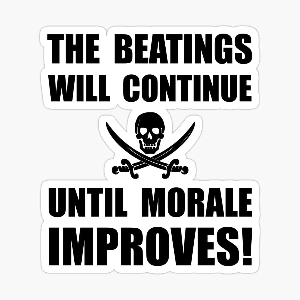 Amazon.com: Beatings Morale Improve Sticker, Vinyl Sticker,Funny ...