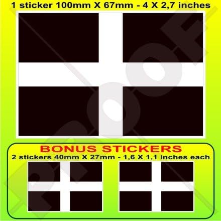 Cornwall Cornish Flag St Piran's Cross England Britain UK 4" (100mm ...
