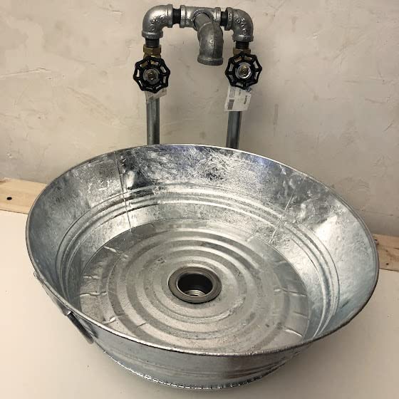 Amazon.com: Pipe Faucet & (Large Wash-Pan Sink Rustic Farmhouse ...