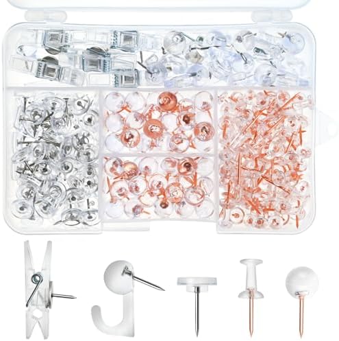 Amazon.com: Utron 235 Pcs Push Pins Set, Clear Push Pins, Thumb Tacks ...