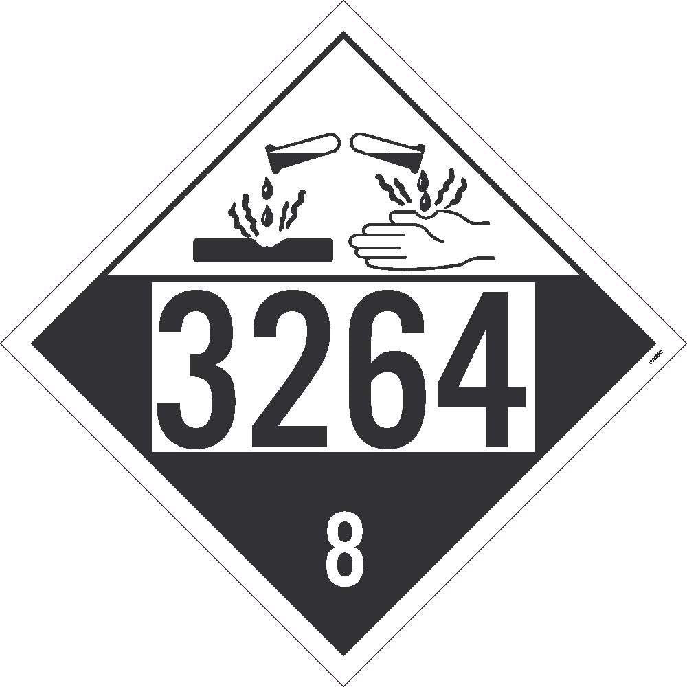 NMC DL181R Placard, Corrosive, Four Digit 3264, 10.75 x 10.75, Rigid ...