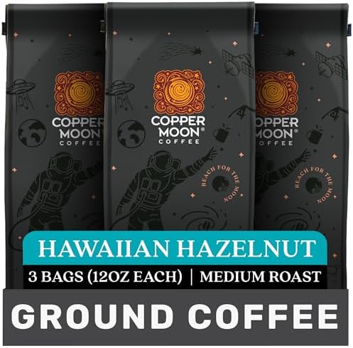 Amazon.com: Copper Moon Ground Coffee, Medium Roast, Hawaiian Hazelnut ...