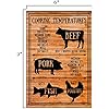 Amazon.com: Meat Internal Cooking Temperatures Magnet Sign Measurement ...