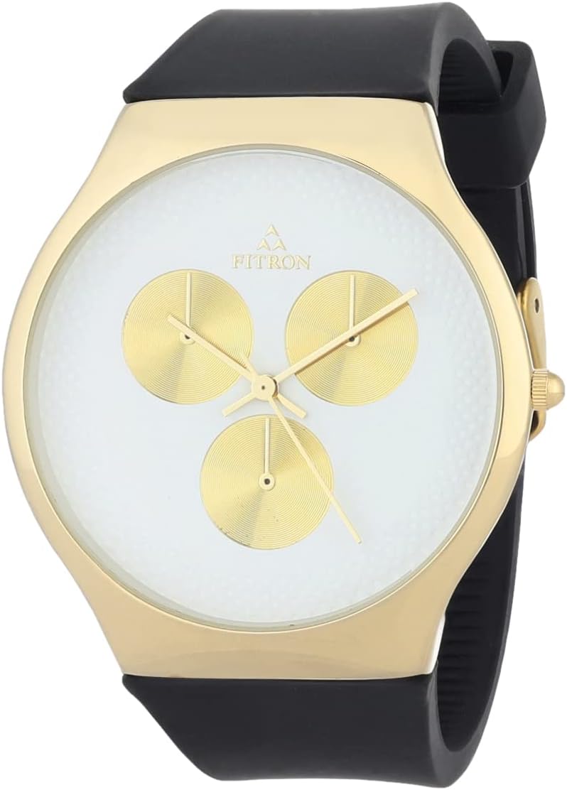 Fitron Watch for Men, Quartz Movement, Analog Display, Black Rubber ...