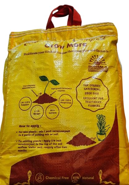 Elite Vermi Compost Grow More Fertilizer, Organic, Odour-Free, for Kitchen Garden/Flowering ...