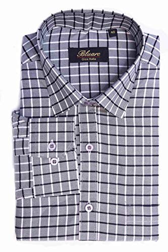 Bluarc Cotton Formal Shirt Full Sleeve Slim Fit Checks Gray : Amazon.in ...