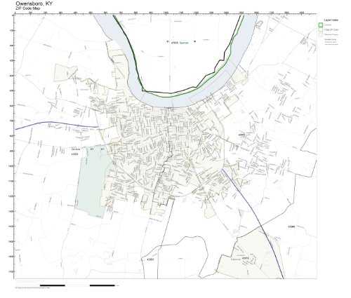 ZIP Code Wall Map of Owensboro, KY ZIP Code Map Laminated: Amazon.com ...