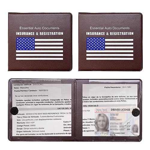 Augeny 2PCS Car Registration and Insurance Holder, Auto Essential Glove ...
