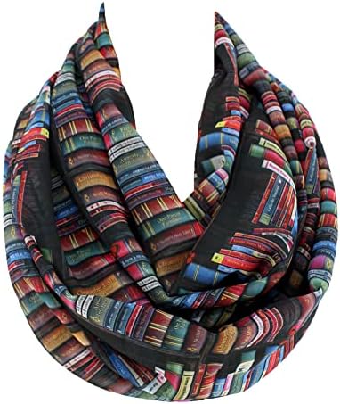 Etwoa's Bookshelf Black Infinity Scarf Circle Scarf Loop Scarf, Large ...