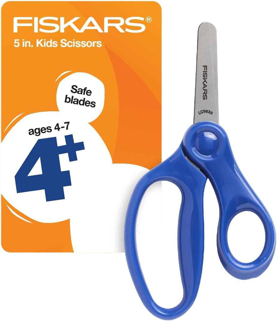 Amazon.com: Fiskars 5" Blunt-Tip Scissors for Kids Ages 4-7 - Scissors ...