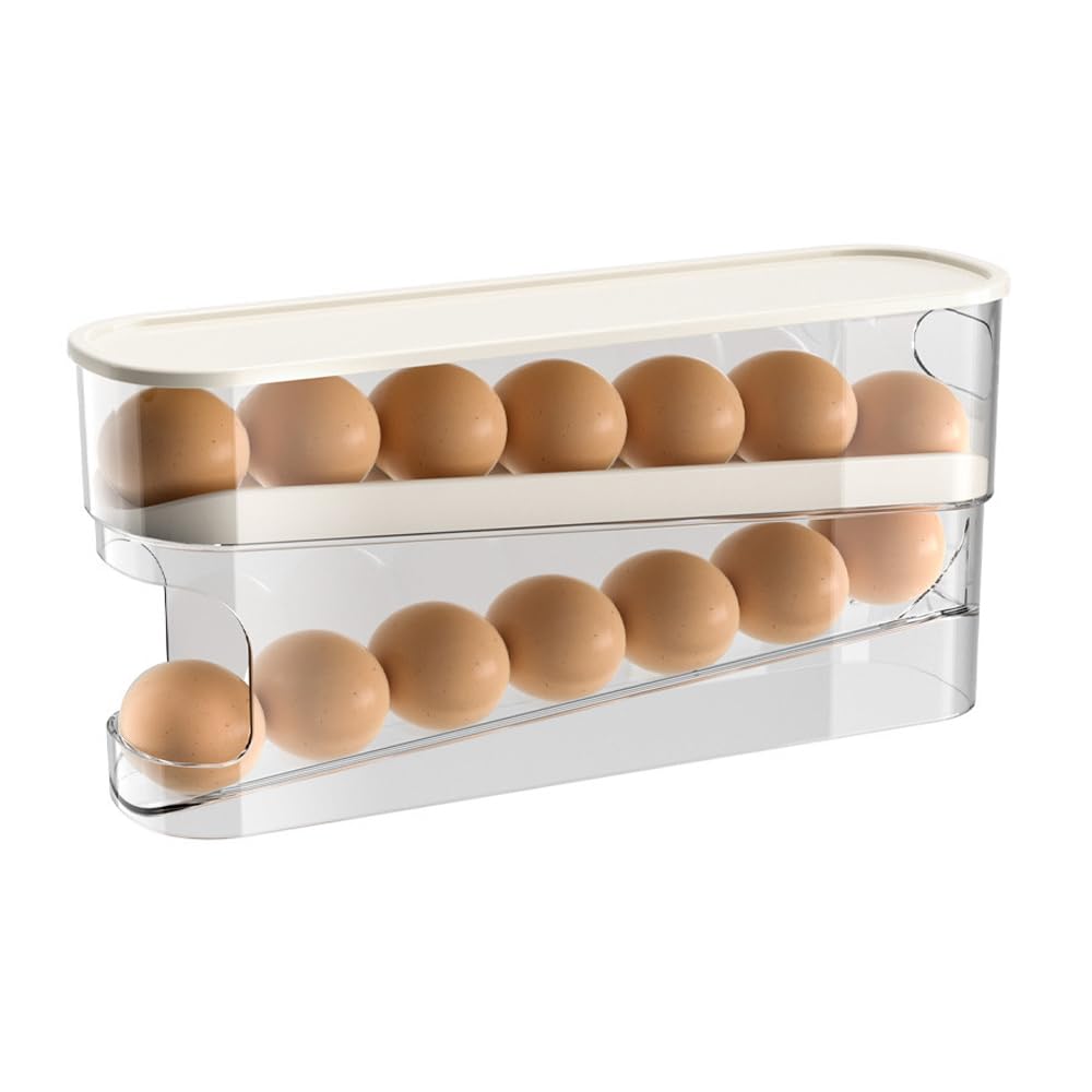 Taoxiwave Egg Dispenser Automatic Rolling Egg Tray Organizer, Space ...