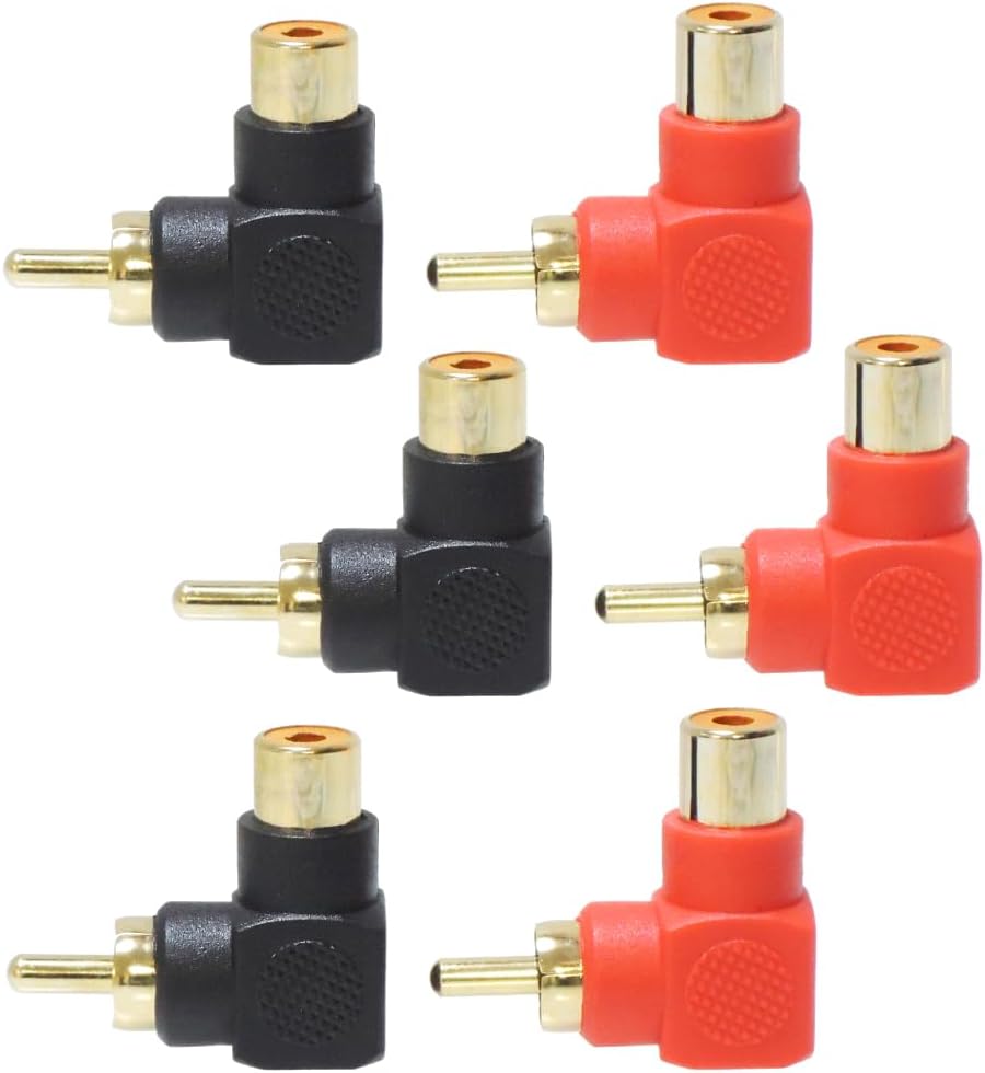 Amazon | KAUMO RCAプラグ L型変換プラグ 直角 90度 90° 金めっき (黒色/赤色 6個) | KAUMO | 変換 ...