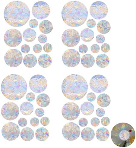 52 PCS Round Bird Anti-Collision Window Stickers, Rainbow Prism Window ...