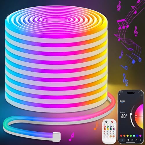 Amazon.com: Lamomo 65.6Ft LED Strip Lights, RGB Neon Rope Light with ...