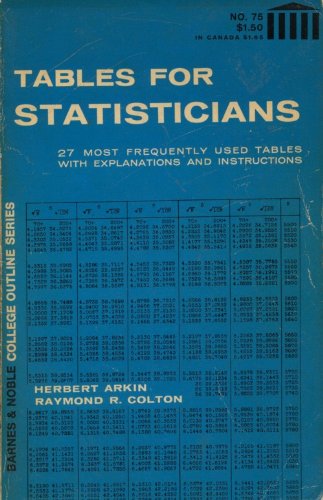 Amazon.com: Tables for Statisticians: Herbert Arkin