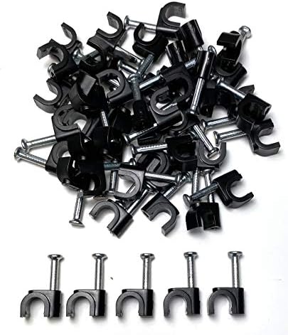TR Cable® Pack of 50 Round Black Cable Clips with Strong Nails ...