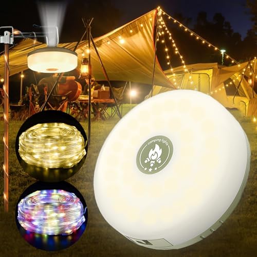 Camping Lights String, 4 in 1 Outdoor String Lights with 8 Lighting ...