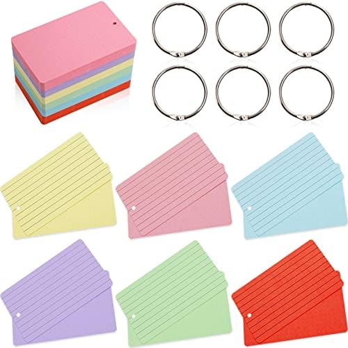 Amazon.com : Whaline 300 Pieces Index Cards Rings Punched Flashcard ...