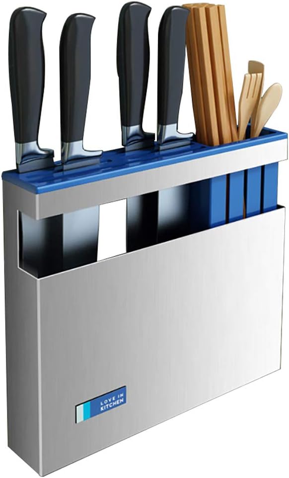 Amazon.com: Stainless Steel Kitchen Knife Storage Block Wall Mounted ...