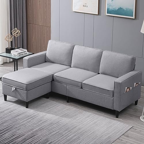 Amazon.com: PUREMIND 89 Inches Convertible Sectional Couch, Linen L ...