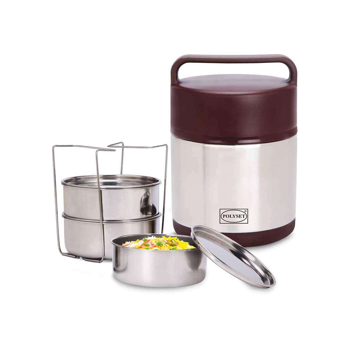 Buy Polyset Matrix Stainless Steel Tiffin Box Set (3 Containers) Online ...