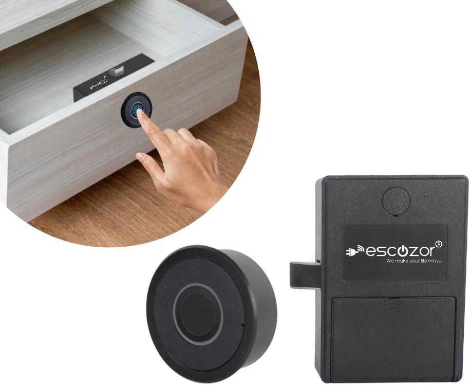Escozor® DFL03 Concealed Metal Body Fingerprint Drawer Lock,Smart ...